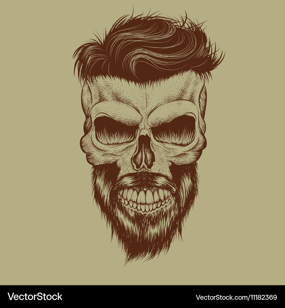 Skull with hairstyle and beard Royalty Free Vector Image