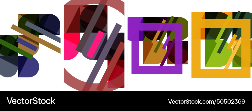 Square and round shape geometric poster set Vector Image