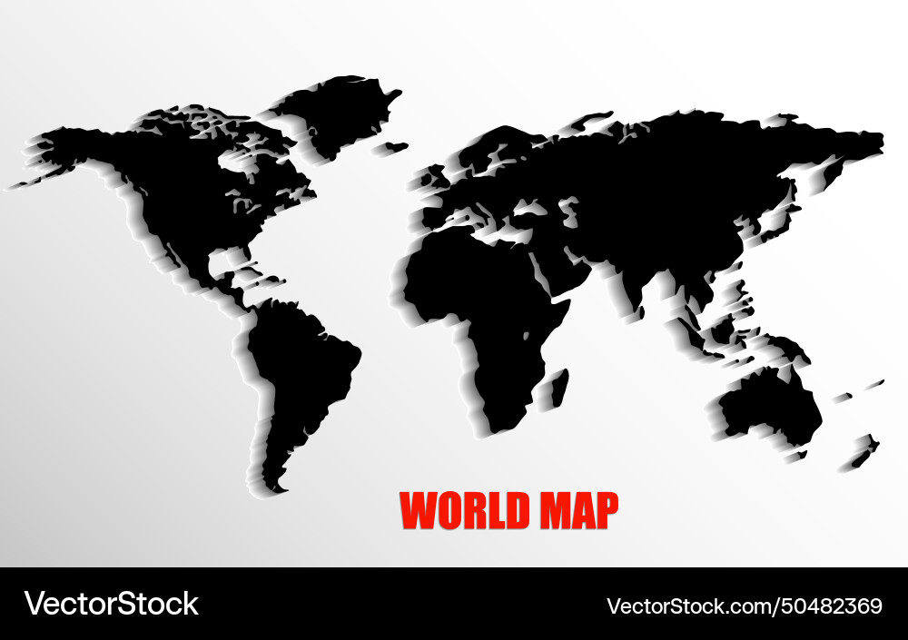 World map with shadow of paper Royalty Free Vector Image