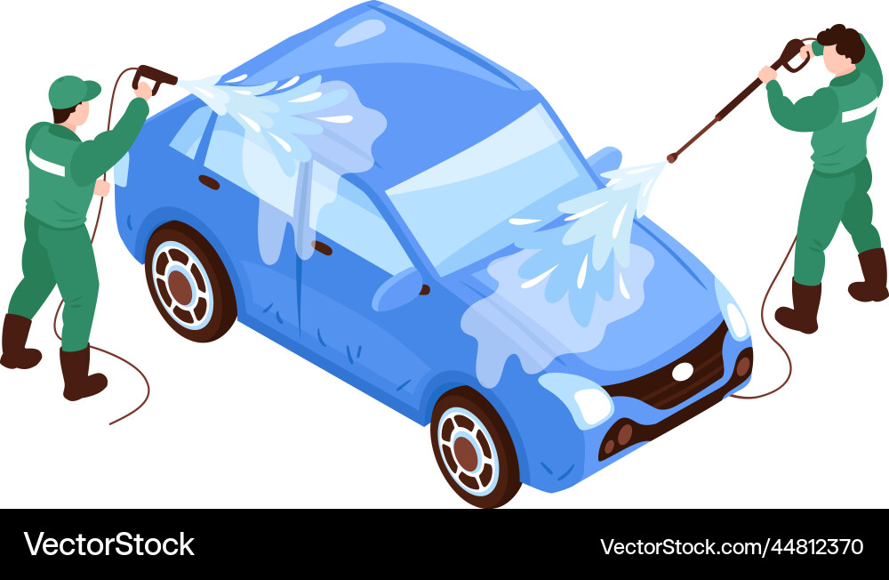 Car washing workers composition Royalty Free Vector Image