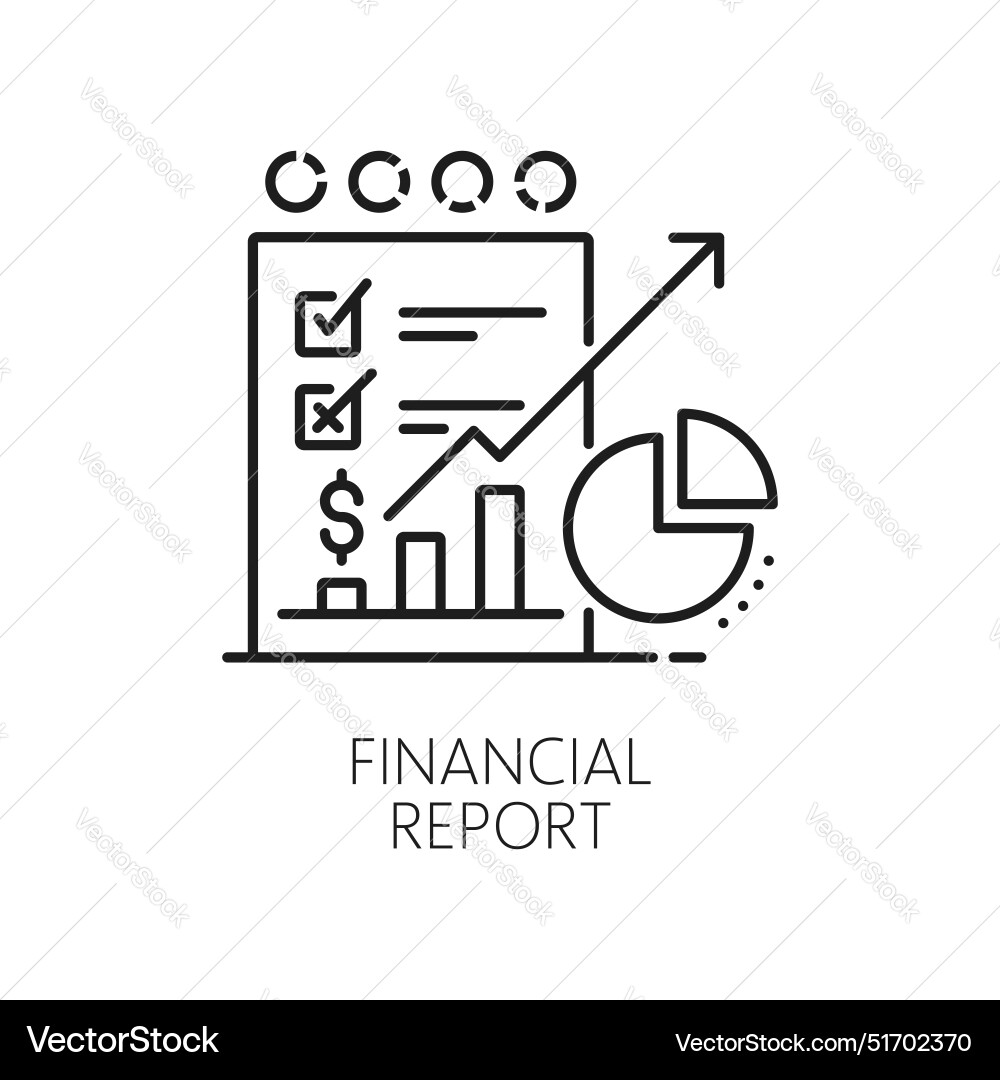Financial report line icon revenue budget analysis