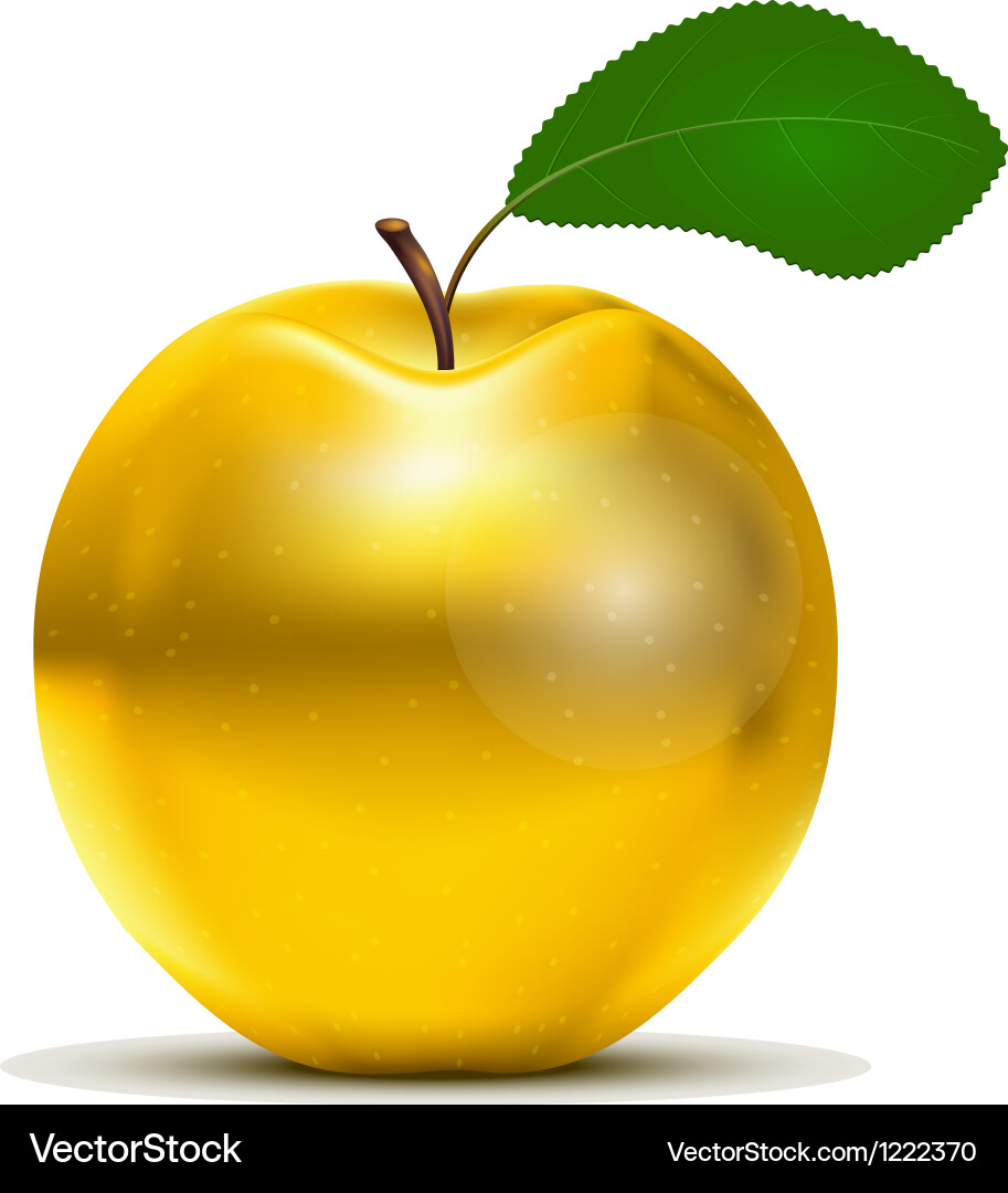 Golden Apple with Leaf Royalty Free Vector Image