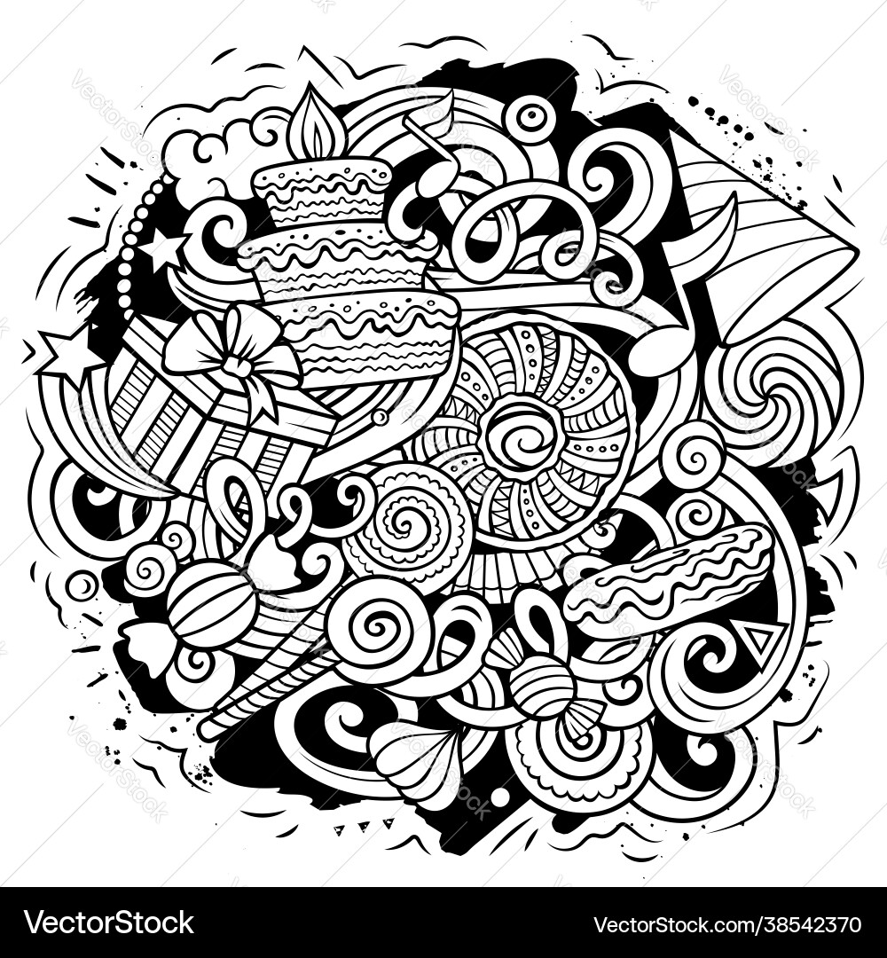 Happy birthday doodles Royalty Free Vector Image