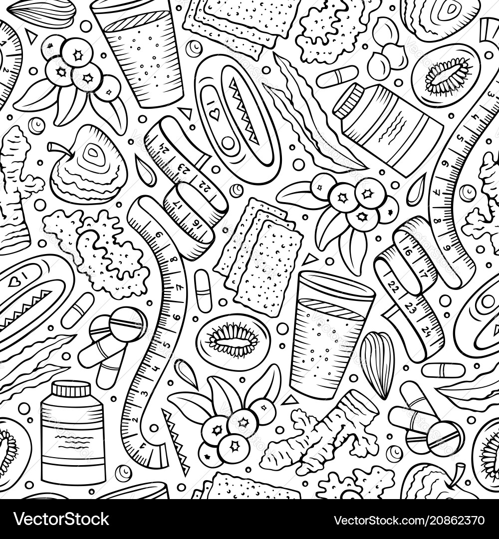 Healthy Diet Pattern - Food & Wellness Vector Image