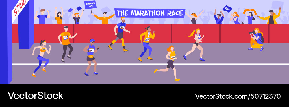 Marathon race horizontal composition Royalty Free Vector