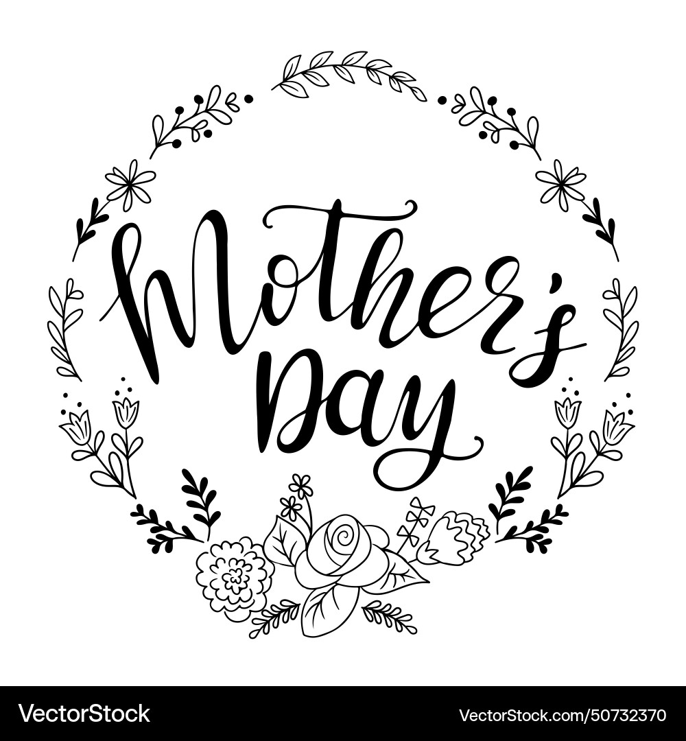 Mothers day calligraphic with doodles Royalty Free Vector