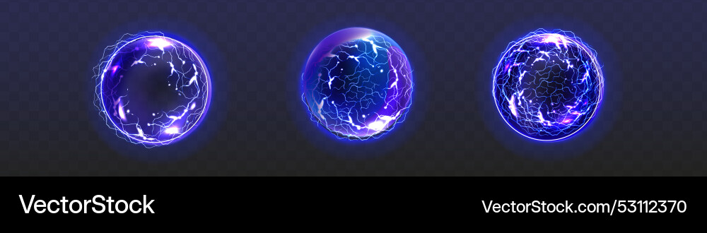 Powerful plasma spheres with electric discharge Vector Image