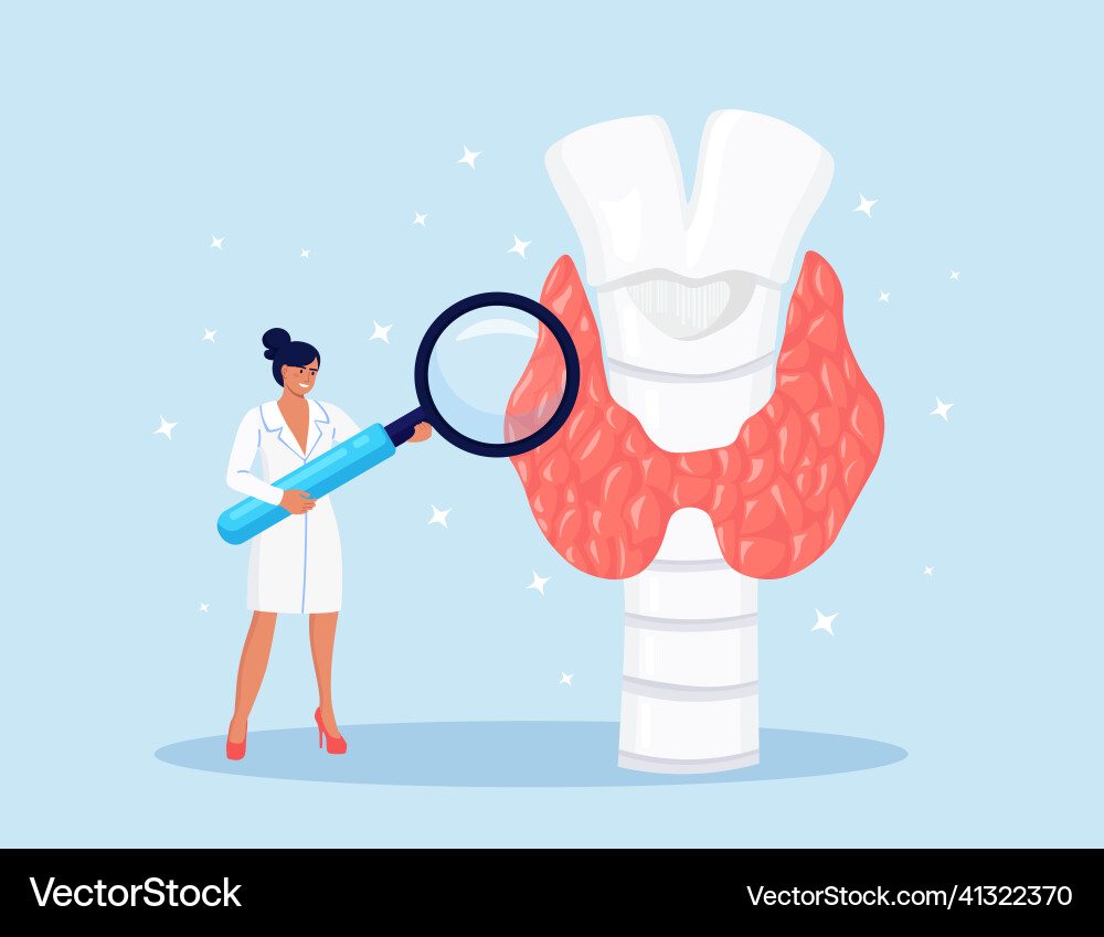 Tiny endocrinologists doctors diagnose and treat Vector Image