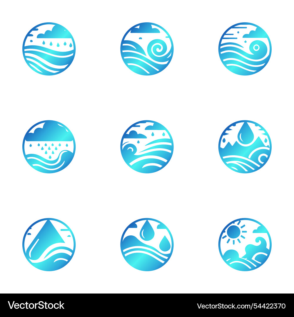 Water wave icon in round shape design Royalty Free Vector
