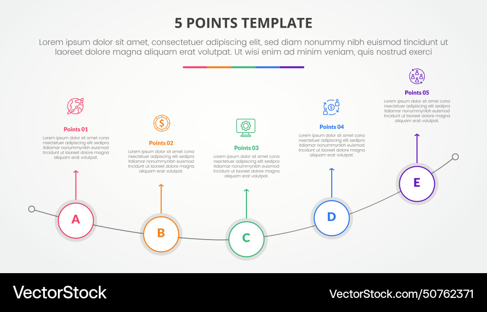 5 points stage template infographic concept Vector Image