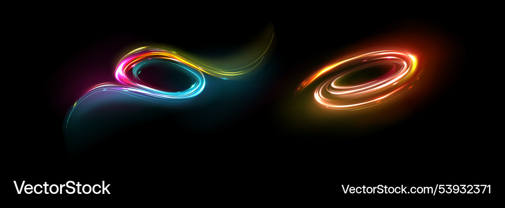 Abstract neon light swirls set Royalty Free Vector Image