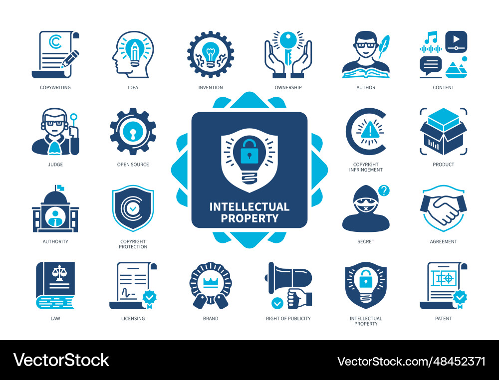 Intellectual Property Icon Set Royalty Free Vector Image