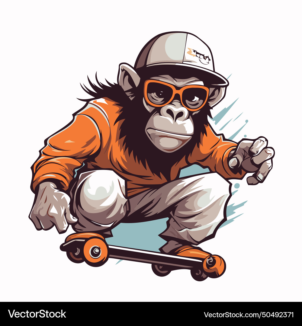Monkey rides a skateboard for your design Vector Image