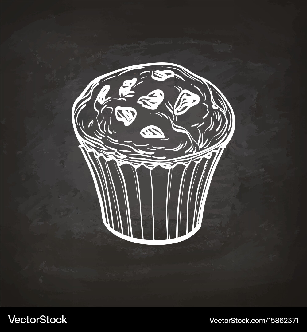 Muffin sketch on chalkboard Royalty Free Vector Image