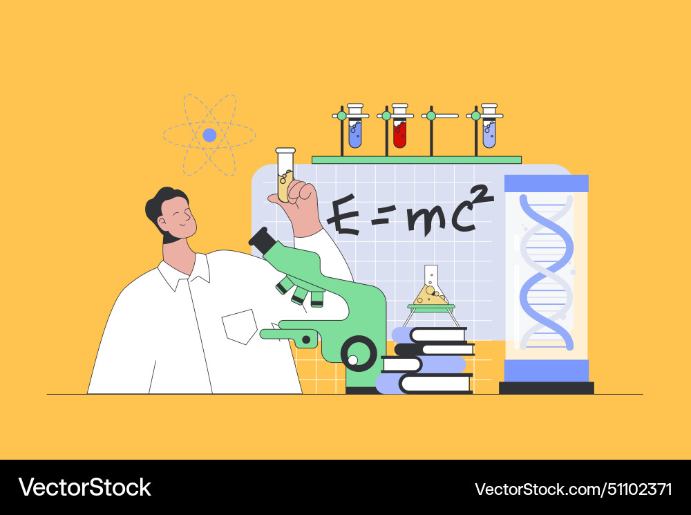 Science laboratory concept in modern flat design Vector Image