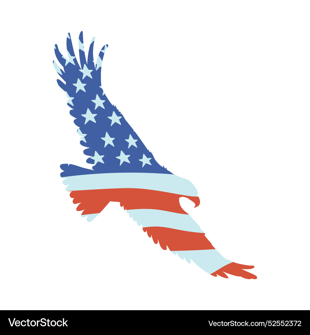 Bald eagle silhouette design with american color Vector Image