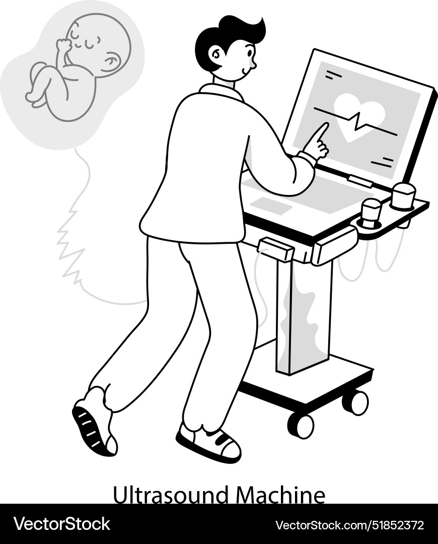 Basic rgba person with ultrasound machine hand dra