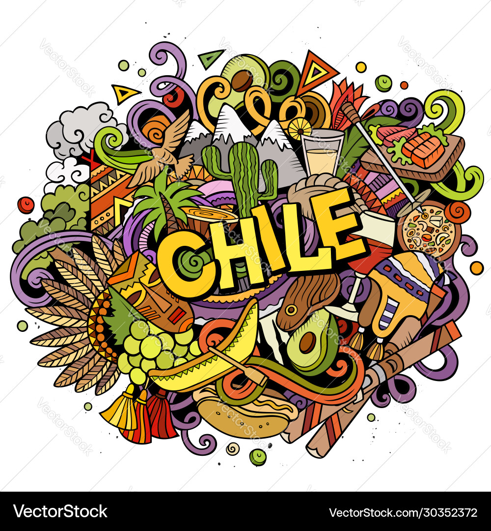 Chile hand drawn cartoon doodles Royalty Free Vector Image