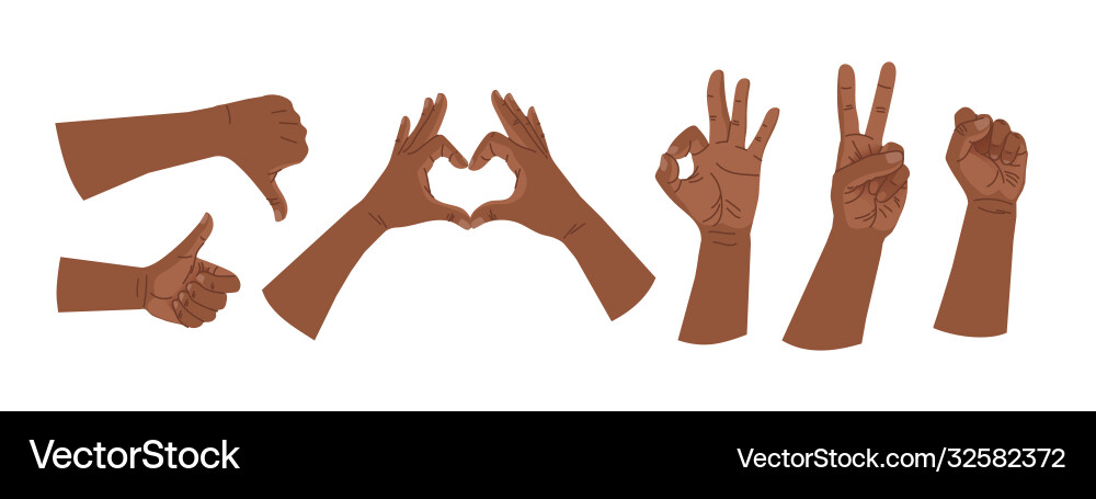 Diverse Hand Gestures Set Royalty Free Vector Image