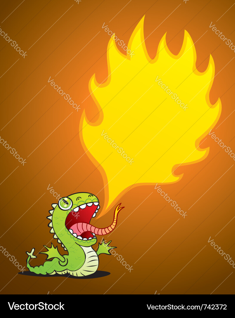 Dragon spewing flames Royalty Free Vector Image