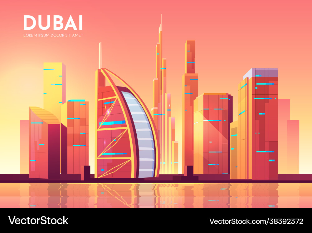 Dubai uae cityscape architecture background Vector Image