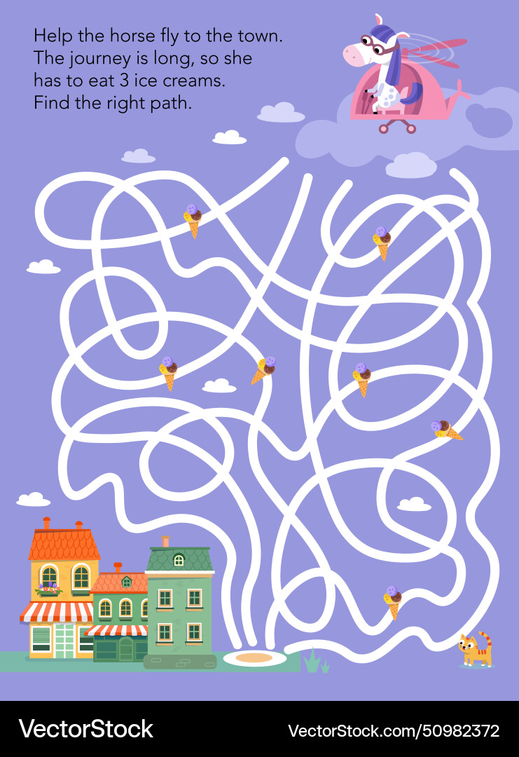 Maze game activity for children Royalty Free Vector Image