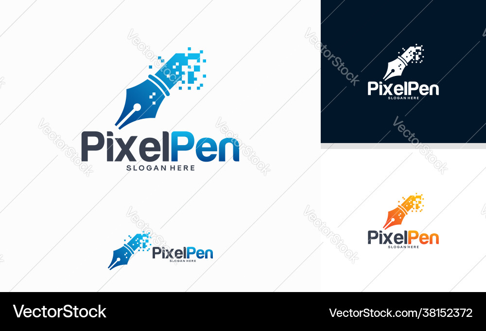 Pixel Pen Logo - Tech & Creativity Royalty Free Vector