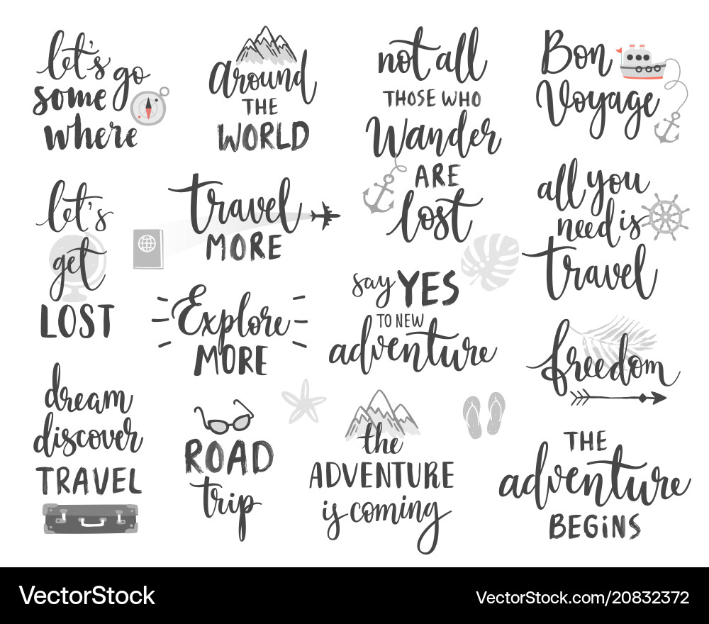 Travel Lettering Adventure Set Royalty Free Vector Image