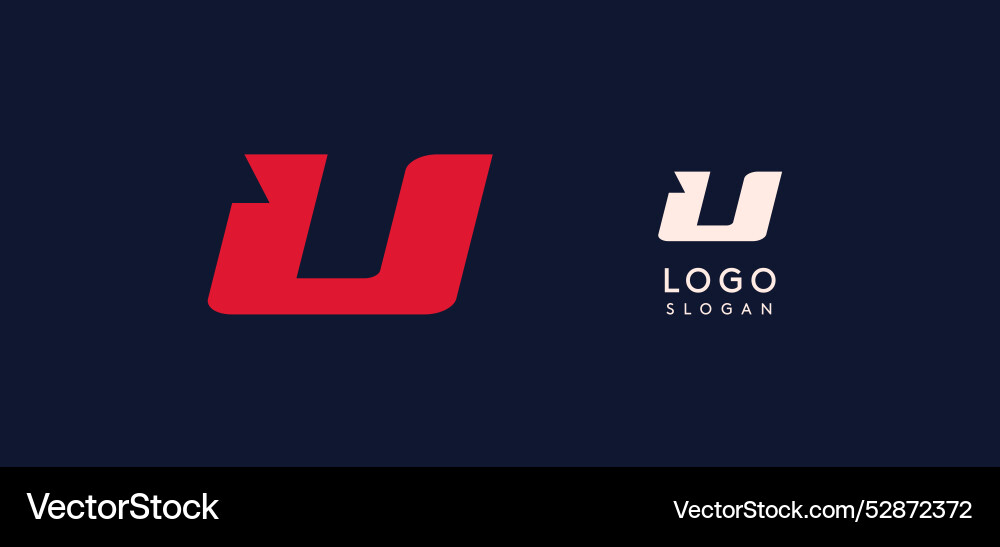Wide bold red letter u modern dynamic logo Vector Image