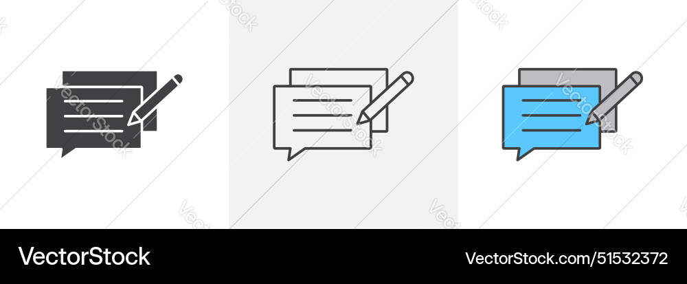 Write comment icon set positive feedback Vector Image