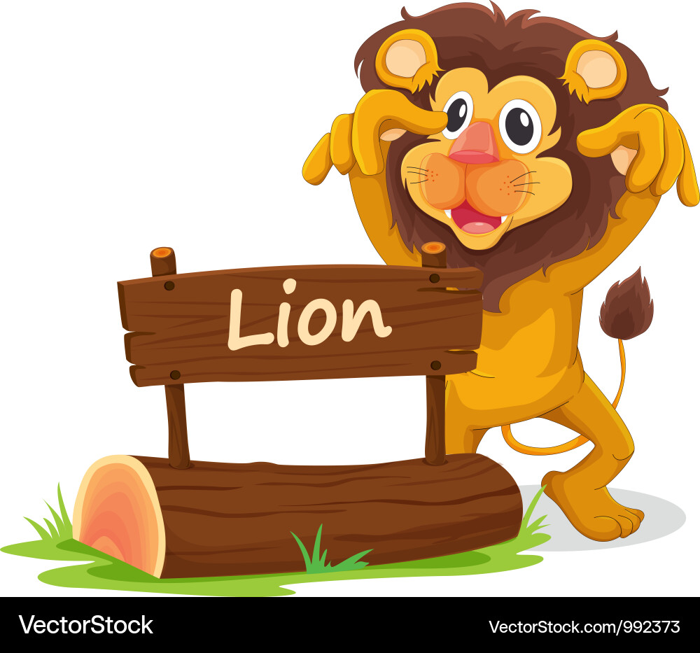 Cartoon zoo lion sign Royalty Free Vector Image