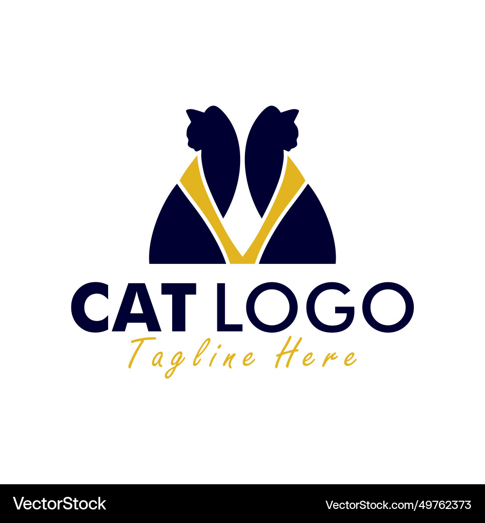 Cat logo with letter v Royalty Free Vector Image
