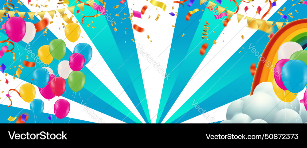 Celebration background with balloons and confetti Vector Image