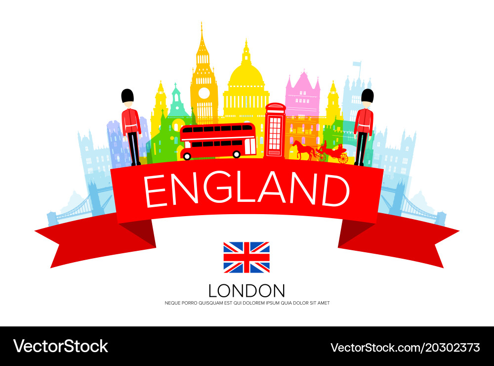 England travel landmarks Royalty Free Vector Image