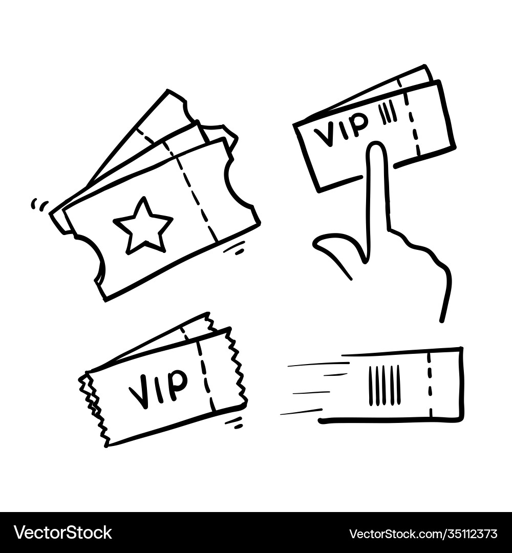 Hand drawn simple set tickets related line Vector Image