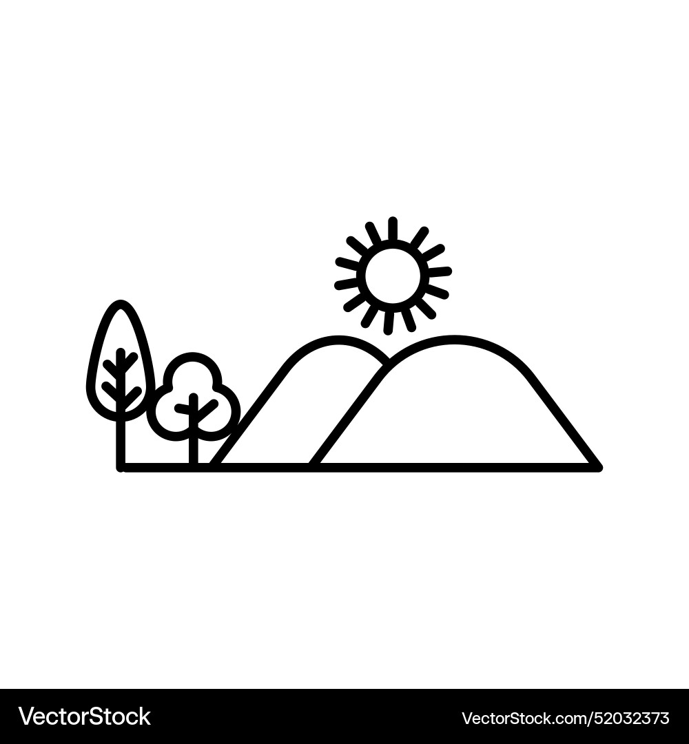 Hills icon linear logo mark in black and white Vector Image