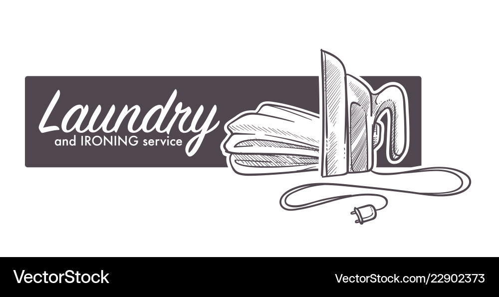 Laundry and ironing service logo banner sketch Vector Image
