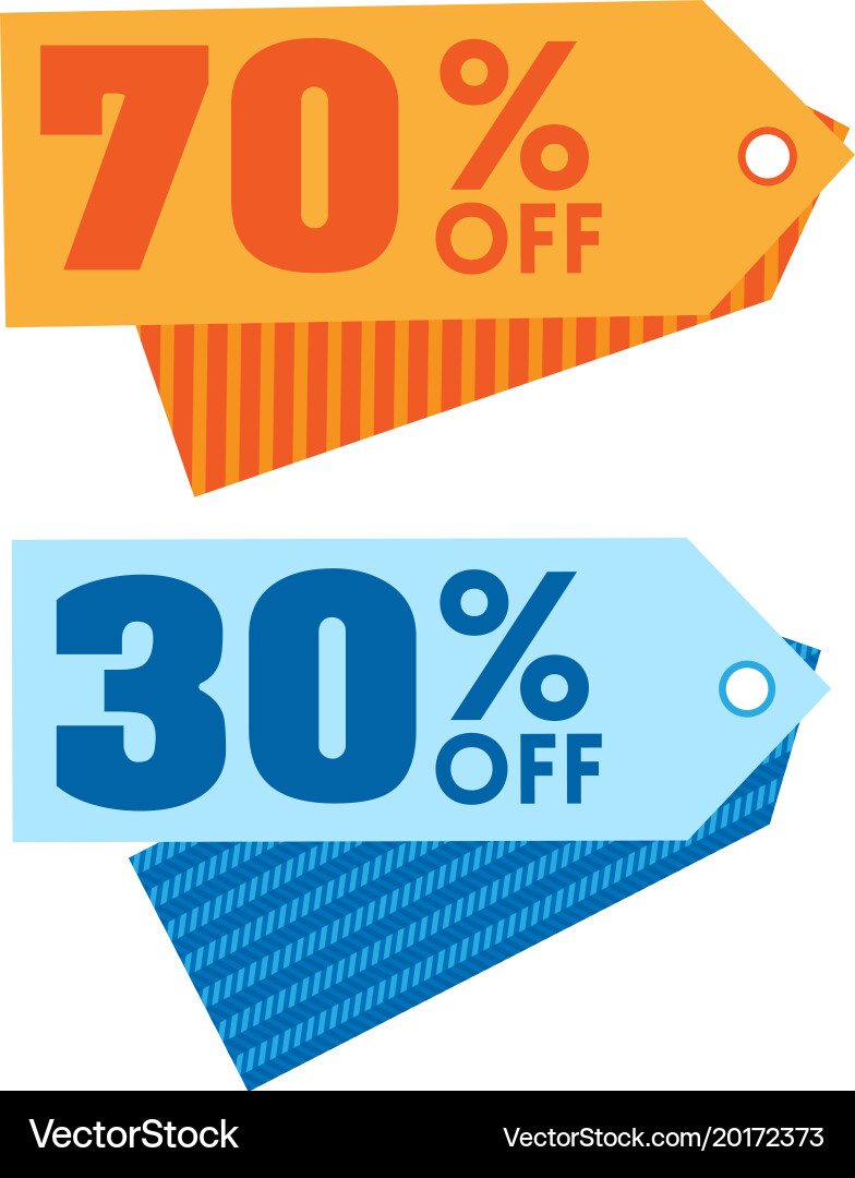 Price tag 70 30 off image Royalty Free Vector Image