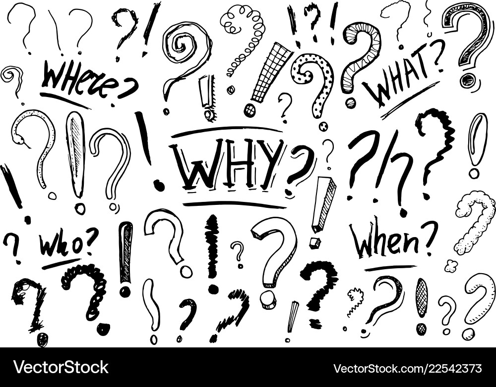 Set of question mark doodle style collection Vector Image