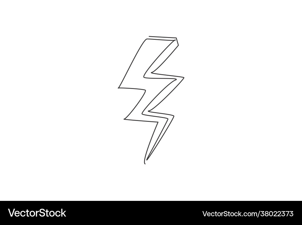 Single continuous line drawing thunder bolt Vector Image