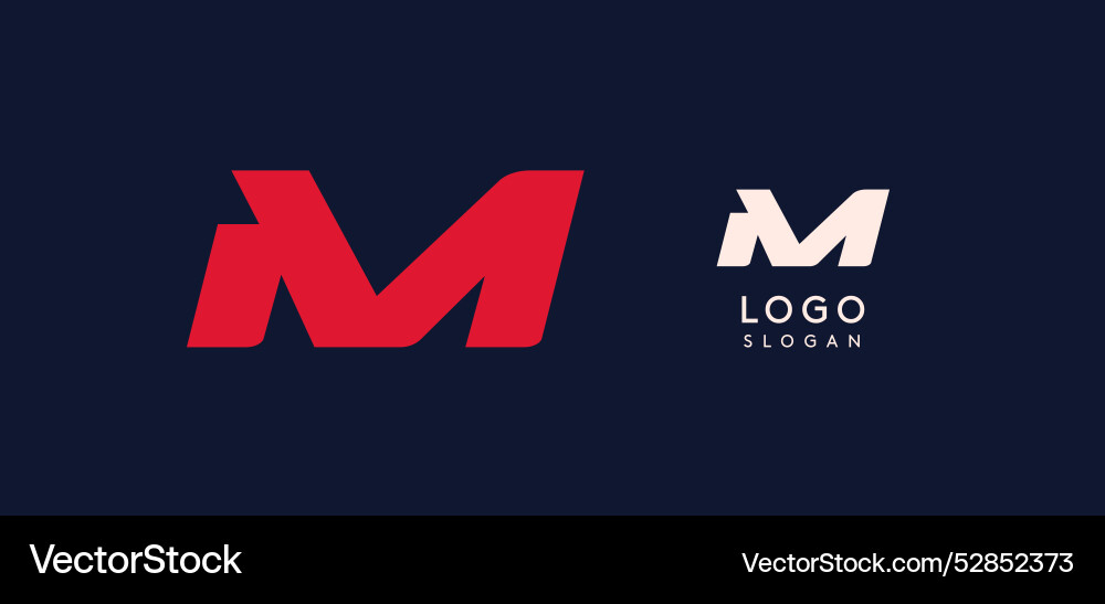 Wide bold red letter m modern dynamic logo Vector Image