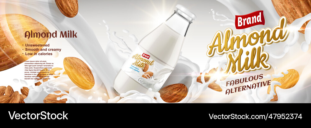 Almond milk ads Royalty Free Vector Image - VectorStock