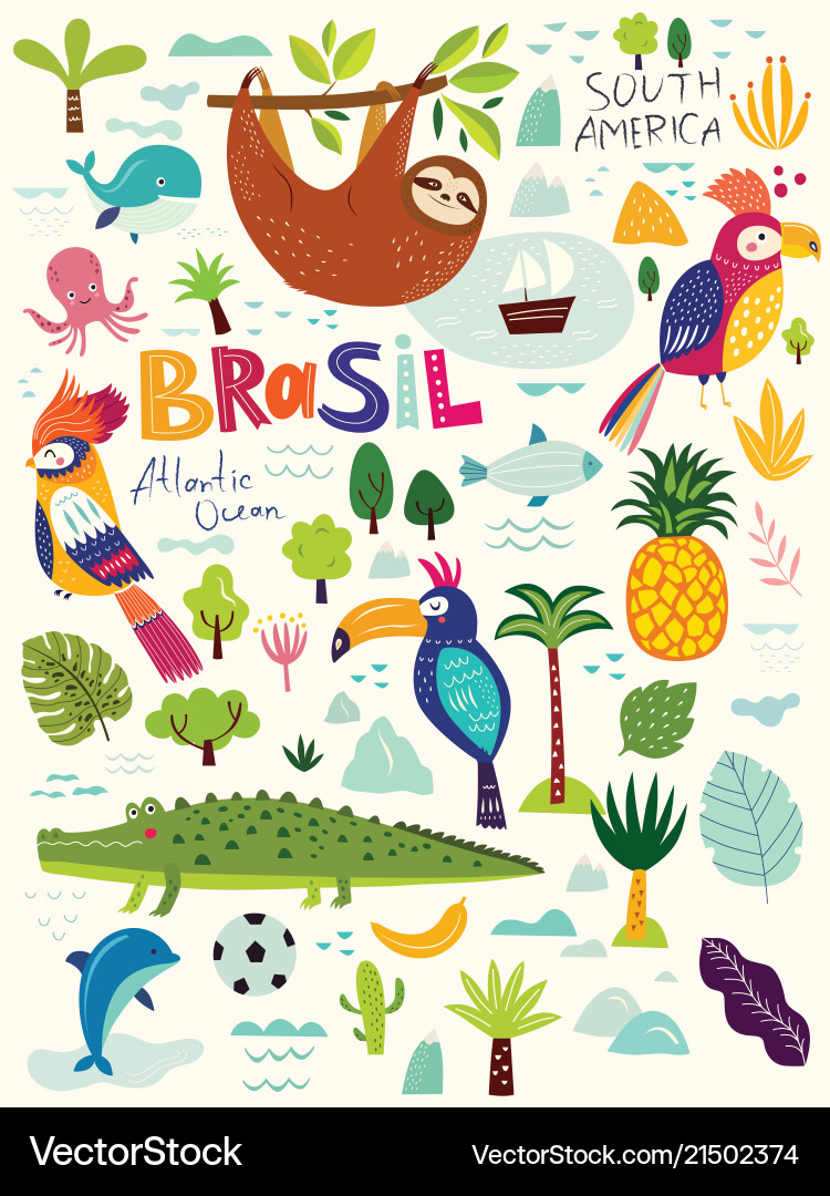 Brazil Animal Symbols Royalty Free Vector Image