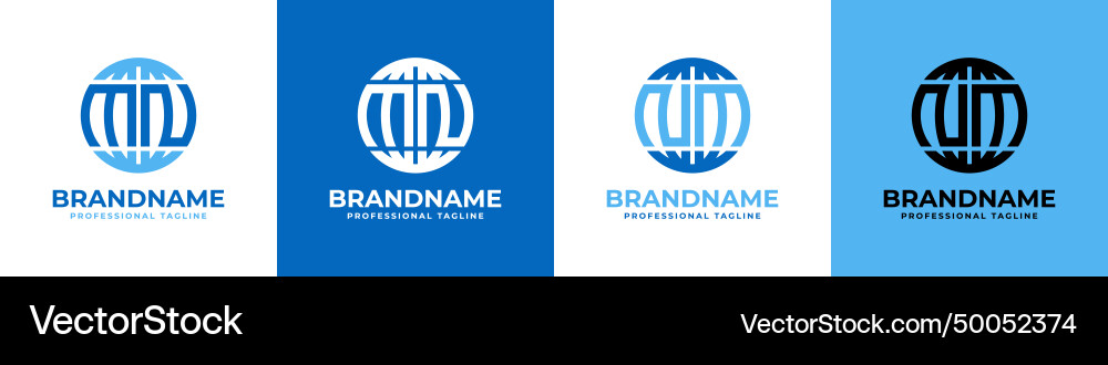 Buchstaben mn und nm Globus-Logo-Set passend für jede