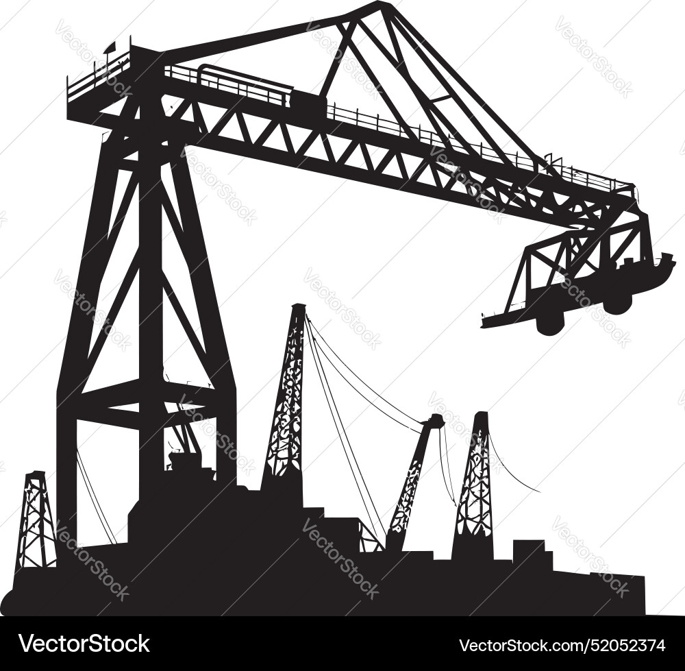 Cargo handling facility emblem shipping port Vector Image
