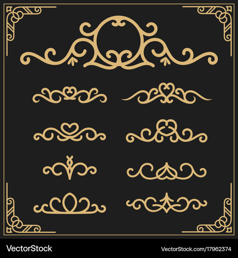 Elegant Vine Frame & Decorative Elements Vector Image