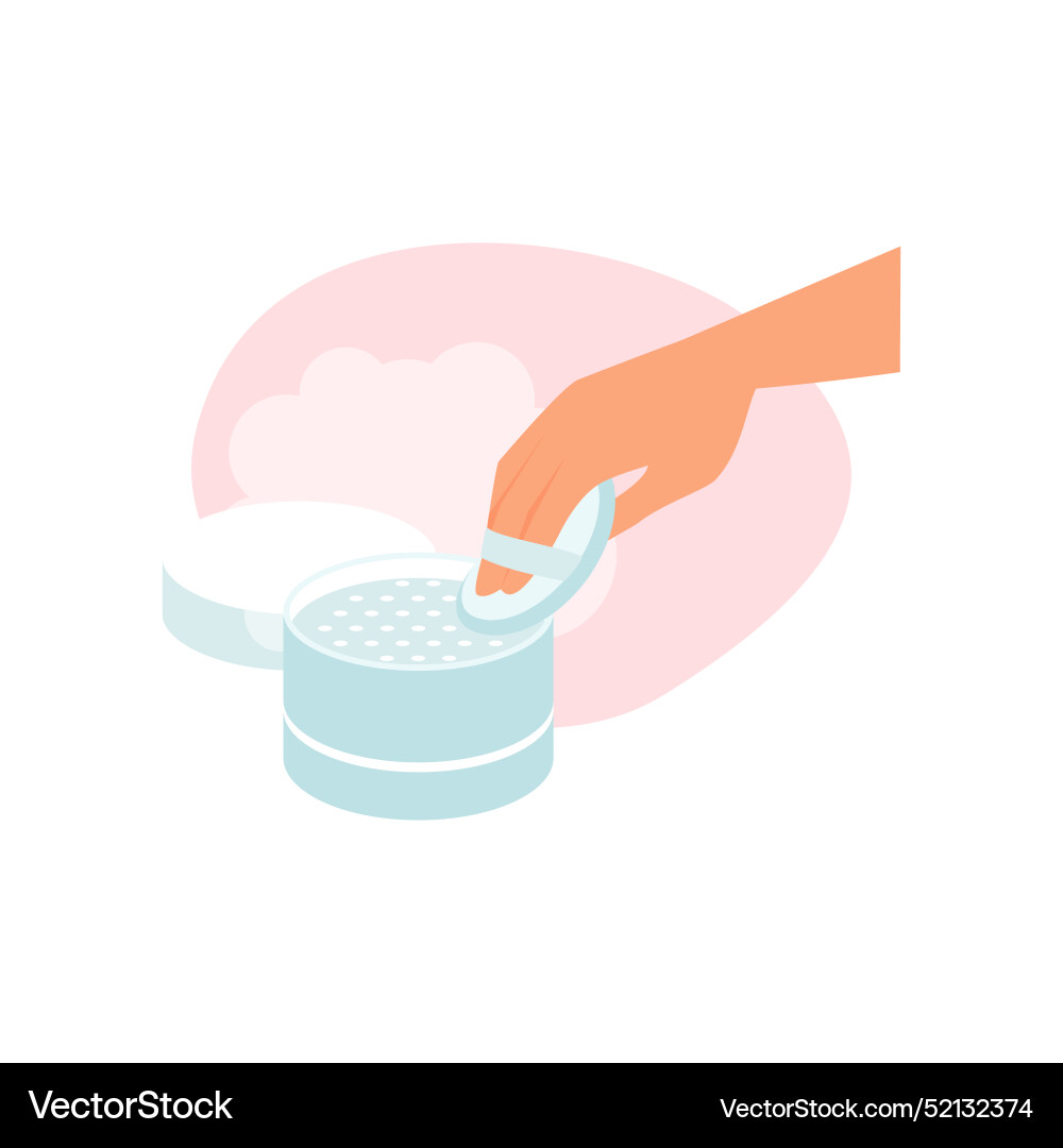 Hand holding puff for applying compact loose Vector Image