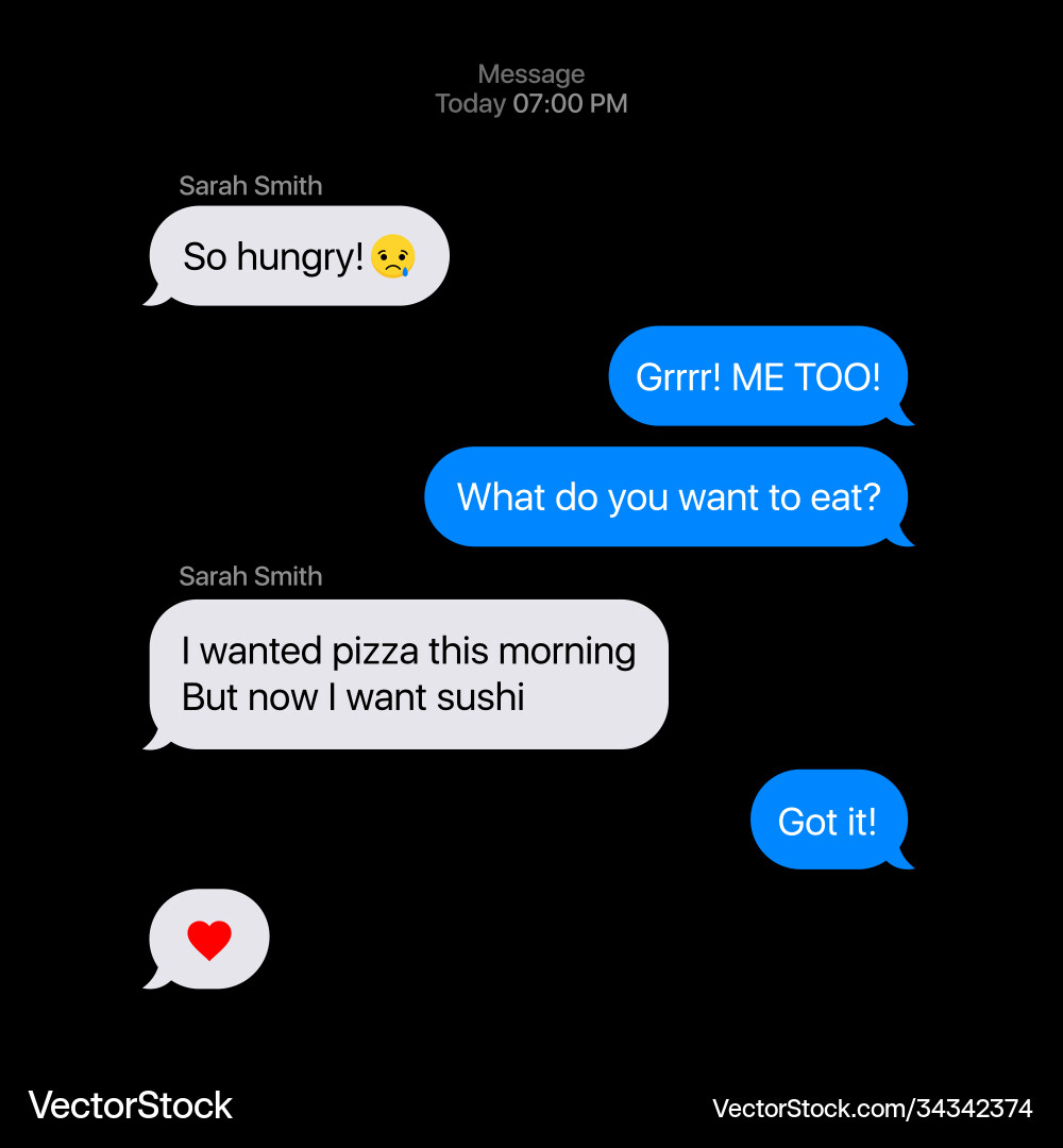 Imessage interface texting mockup telegram Vector Image