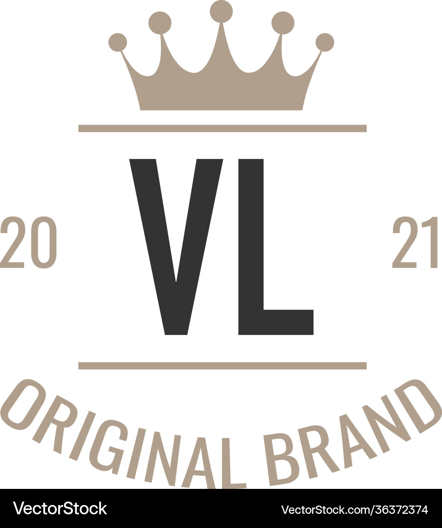 Initial letter vl king logo design template Vector Image