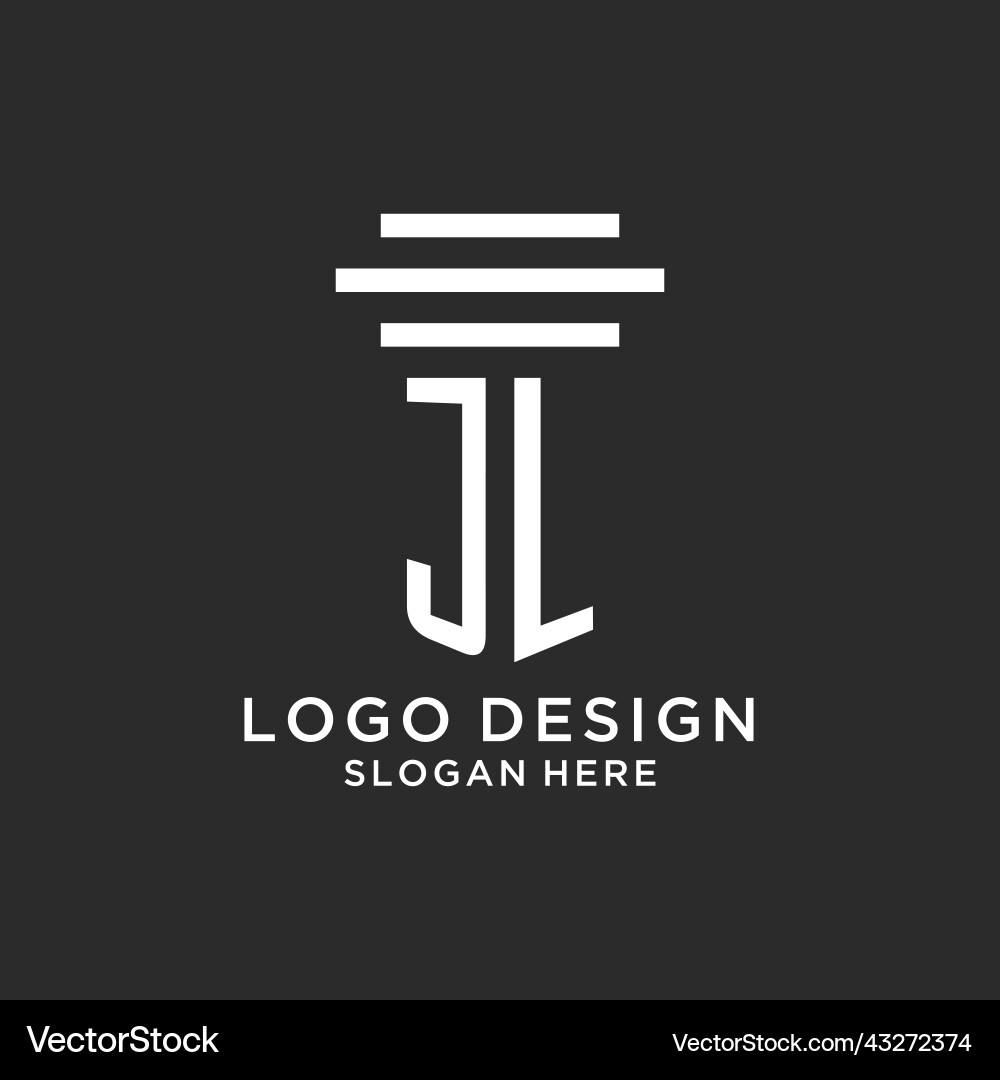 Jl initials with simple pillar logo design Vector Image